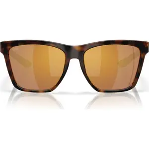 COSTA DEL MAR 57mm Polarized Mirrored Rectangular Sunglasses - Tortoise/gold Mirror 580g