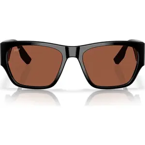 COSTA DEL MAR Costa Del Mar Suenos 57mm Polarized Rectangular Sunglasses Black/ Copper 580p