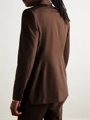TOM FORD Dyllan Double-breasted Silk Suit Jacket - Brown