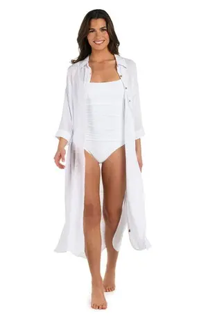 La Blanca Sea Cover Button-up Cover-up Dress