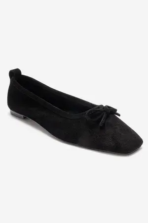 FOREVER & ALWAYS SHOES Sosa Leather Ballet Flat - Black Suede