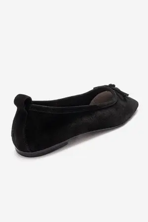 FOREVER & ALWAYS SHOES Sosa Leather Ballet Flat - Black Suede