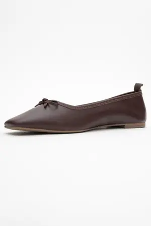 FOREVER & ALWAYS SHOES Sosa Leather Ballet Flats - Brown Leather
