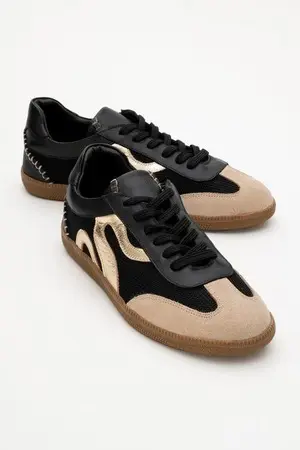 FOREVER & ALWAYS SHOES Perry Leather Sneakers - Black Leather