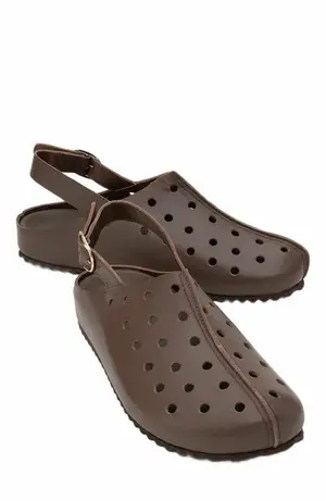 FOREVER & ALWAYS SHOES Justa Leather Clogs - Brown Leather
