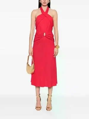 Elisabetta Franchi Crossover-neck Midi Dress