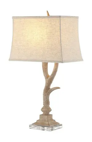 JONATHAN Y Antler 29.5" Rustic Resin/crystal Led Table Lamp - Beige
