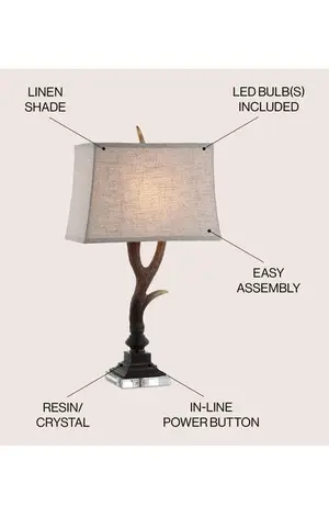 JONATHAN Y Antler 29.5" Rustic Resin/crystal Led Table Lamp - Brown