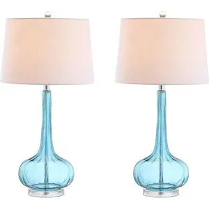 JONATHAN Y Bette 28.5" Glass Teardrop Led Table Lamp - Aqua