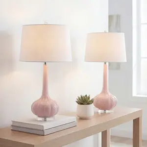 JONATHAN Y Bette 28.5" Glass Teardrop Led Table Lamp - Pink