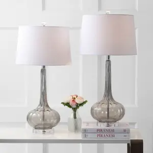 JONATHAN Y Bette 28.5" Glass Teardrop Led Table Lamp - Smoke Gray