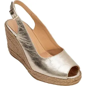 FOREVER & ALWAYS SHOES Ryan Suede Espadrille Sandals - Gold Leather