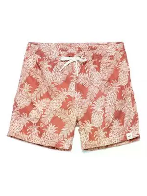 Altea Ananas-print Swim Shorts - Brown