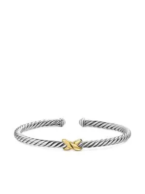 David Yurman 14k Yellow Gold And Sterling Cable Flex Bangle - Silver
