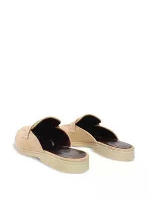 BOUGEOTTE Penny-slot Flat Mules - Neutrals