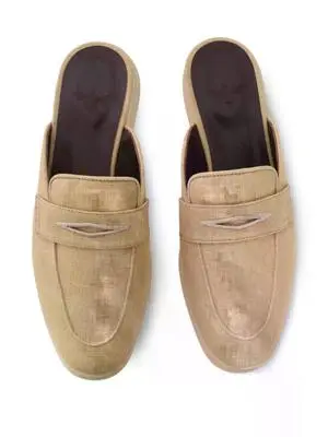 BOUGEOTTE Penny-slot Flat Mules - Neutrals