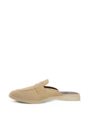 BOUGEOTTE Penny-slot Flat Mules - Neutrals