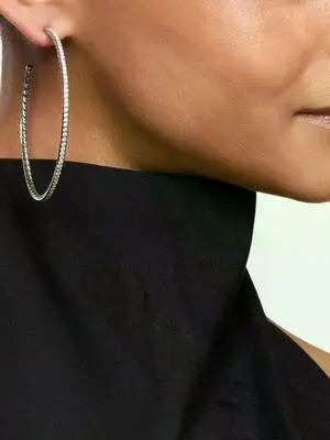 David Yurman Sterling Diamond Hoop Earrings - Silver