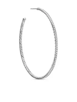 David Yurman Sterling Diamond Hoop Earrings - Silver