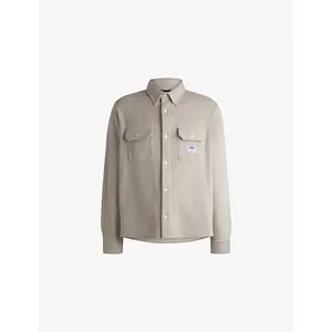 Hugo Brand-patch Waffle-texture Cotton-blend Shirt