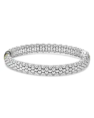 Lagos 18k Yellow Gold, Sterling Black Caviar Ceramic, And Diamond Bracelet - Silver