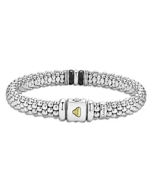 Lagos 18k Yellow Gold, Sterling Black Caviar Ceramic, And Diamond Bracelet - Silver