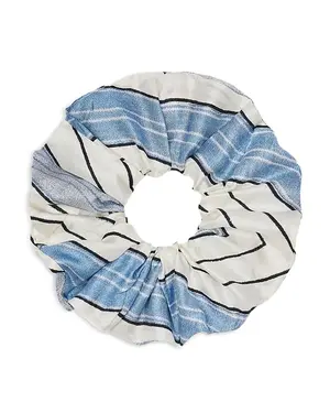 Sandro Striped Silk Scrunchie - Sky Blue