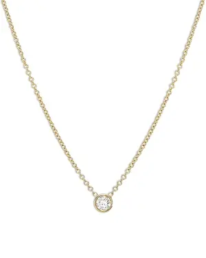 ZOE LEV 14k Yellow Diamond Bezel Pendant Necklace - Gold