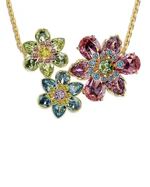 SWAROVSKI Idyllia Mixed Crystal Flower Trio Pendant Necklace - Multi/gold