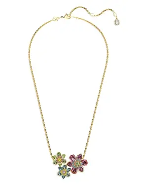 SWAROVSKI Idyllia Mixed Crystal Flower Trio Pendant Necklace - Multi/gold