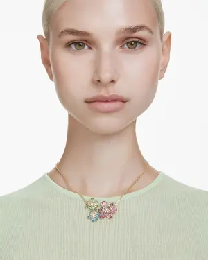 SWAROVSKI Idyllia Mixed Crystal Flower Trio Pendant Necklace - Multi/gold