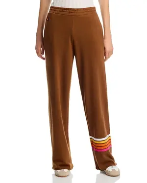 Aviator Nation Wide Leg Sweatpants - Cinnamon/white/pink