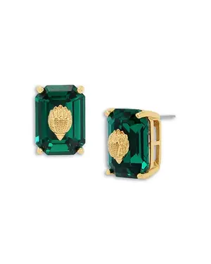 Kurt Geiger Signature Crystal And Eagle Head Stud Earrings - Green/gold