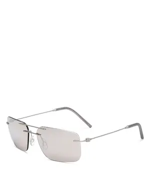 Moncler 56mm Rectangle Sunglasses - Matte Silver