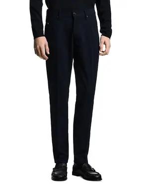 Emporio Armani Regular Fit Stretch Cannette Trousers - Solid Blue