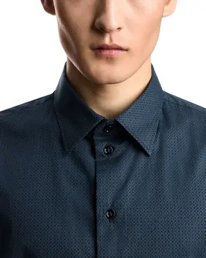 Emporio Armani Geometric Button Up Shirt - Blue/black