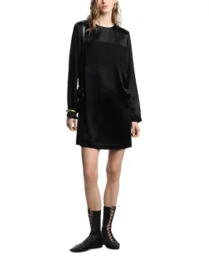 Emporio Armani Satin Long Sleeve Shift Dress
