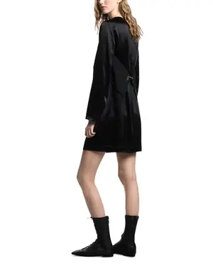 Emporio Armani Satin Long Sleeve Shift Dress