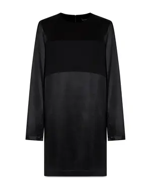 Emporio Armani Satin Long Sleeve Shift Dress