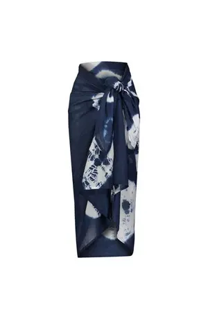 MER ST BARTHS Cotton Saline Pareo Indigo Tie-dye - Navy