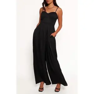 PETAL & PUP Karlie Sleeveless Wide Leg Jumpsuit - Black