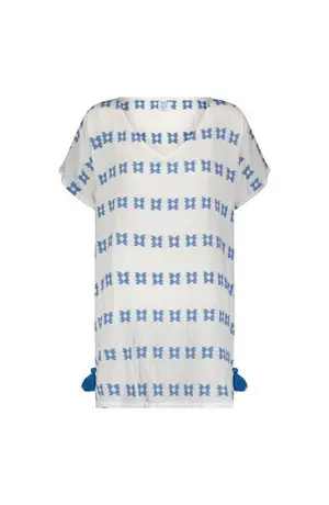 MER ST. BARTH Capucine Mini Caftan With Embroidery - Blue