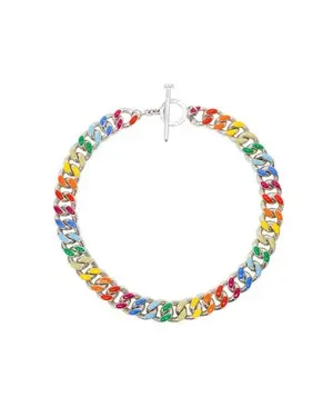 Fry Powers Chunky Chain Collar Necklace With Hand-painted Enamel - Rainbow