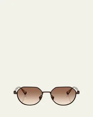 Brunello Cucinelli Brunello Cucinelli Round Titanium Sunglasses - Brown