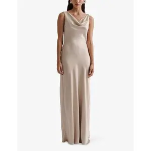 MALINA Leah Cowl-neck Satin Maxi Dress