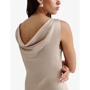 MALINA Leah Cowl-neck Satin Maxi Dress