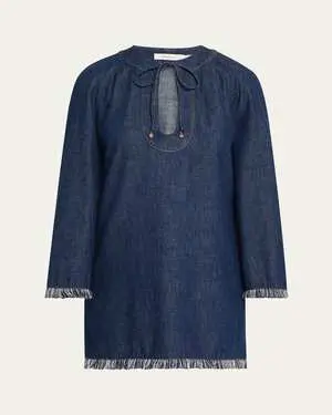 Zimmermann Rhiannon Fringe Denim Mini Dress