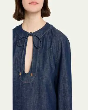 Zimmermann Rhiannon Fringe Denim Mini Dress