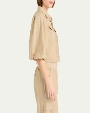 Cinq À Sept Ottie Short-sleeve Jacket - Khaki