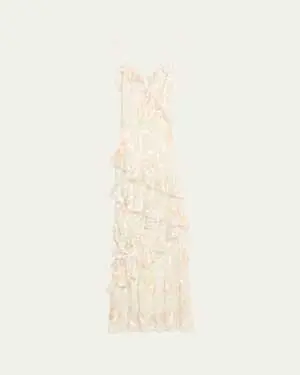 LoveShackFancy Rialto Maxi Dress With Asymmetrical Ruffles - Italian Ice